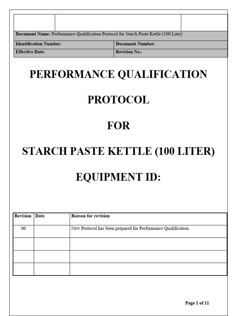 Starch Paste Kettle PQ Protocol | PDF | Verification And Validation