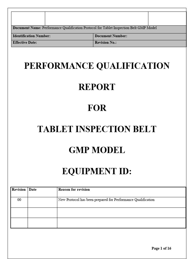 Tablet Inspection Belt PQ Protocol | PDF | Verification And Validation ...