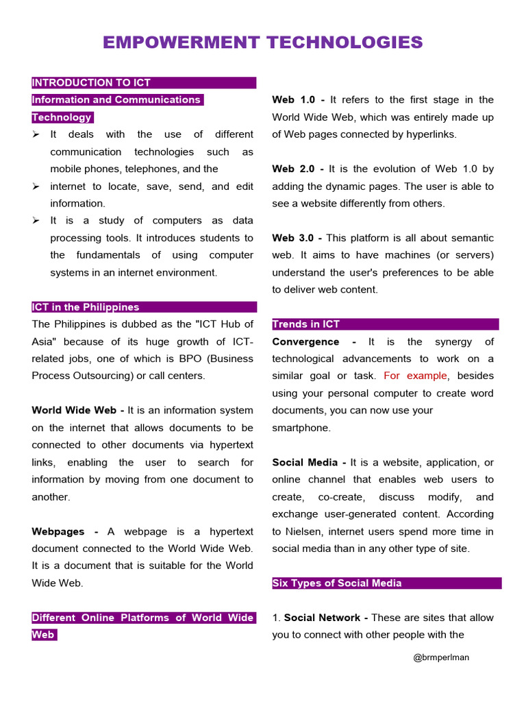 Empowerment Technologies reviewer | PDF | World Wide Web | Internet & Web