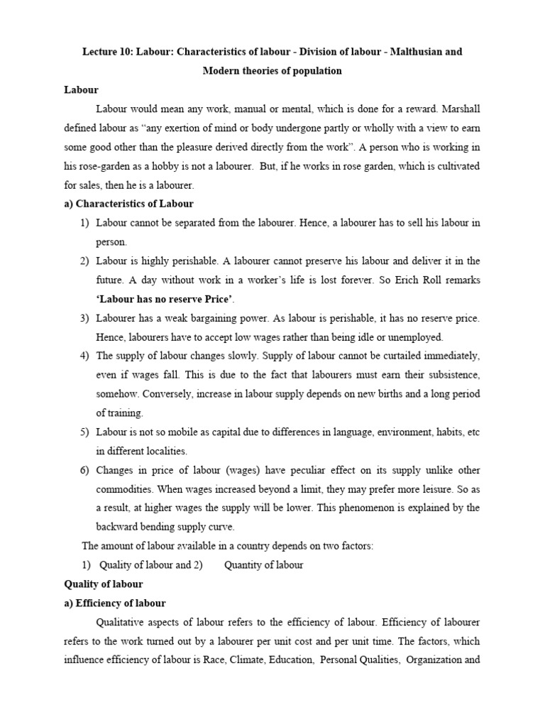 Lecture 10 | PDF | Labour Economics | Economies