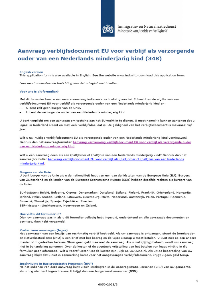Aanvraag Verblijfsdocument EU Voor Verblijf Als Verzorgende Ouder Van ...