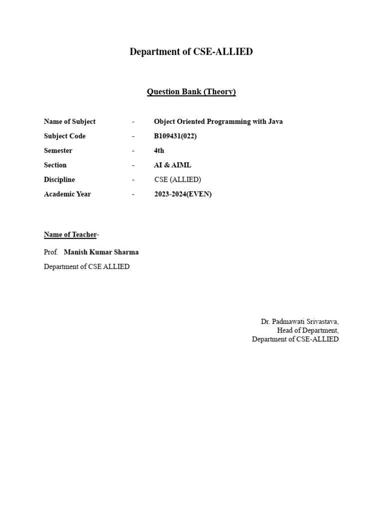 Java Question Bank Engineering Notes Pdf Method Computer Programming Computer Program