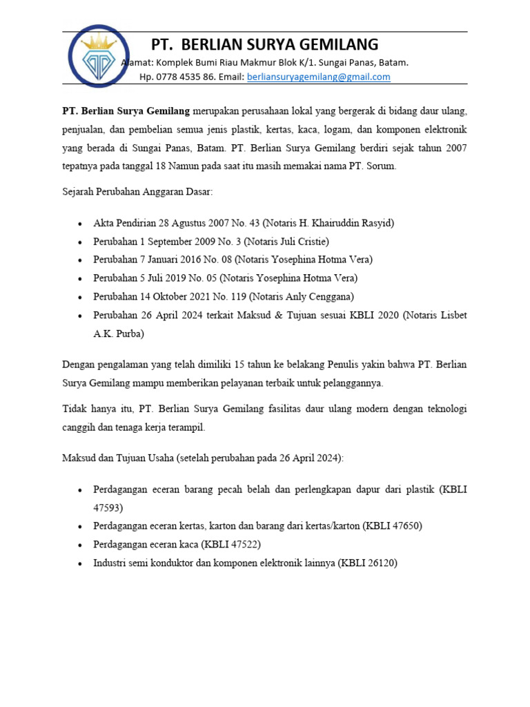 Contoh Profile Company | PDF