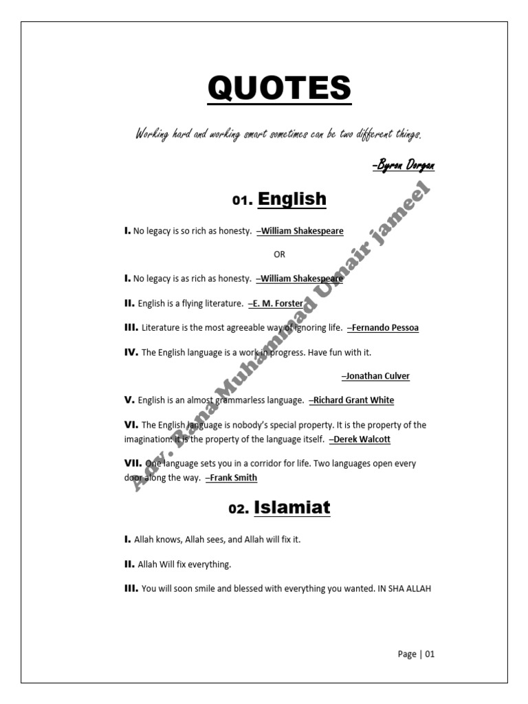 Umair Jameel Quotes (Letter Size) | PDF