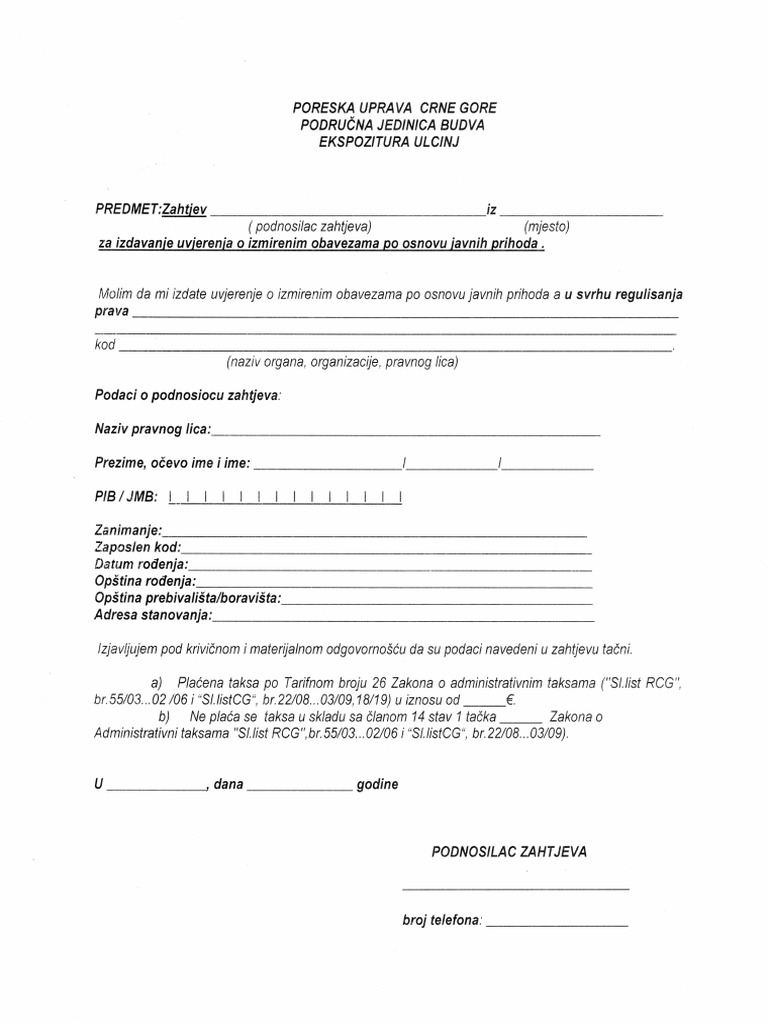 Poreska Uprava Prijava Radnika | PDF