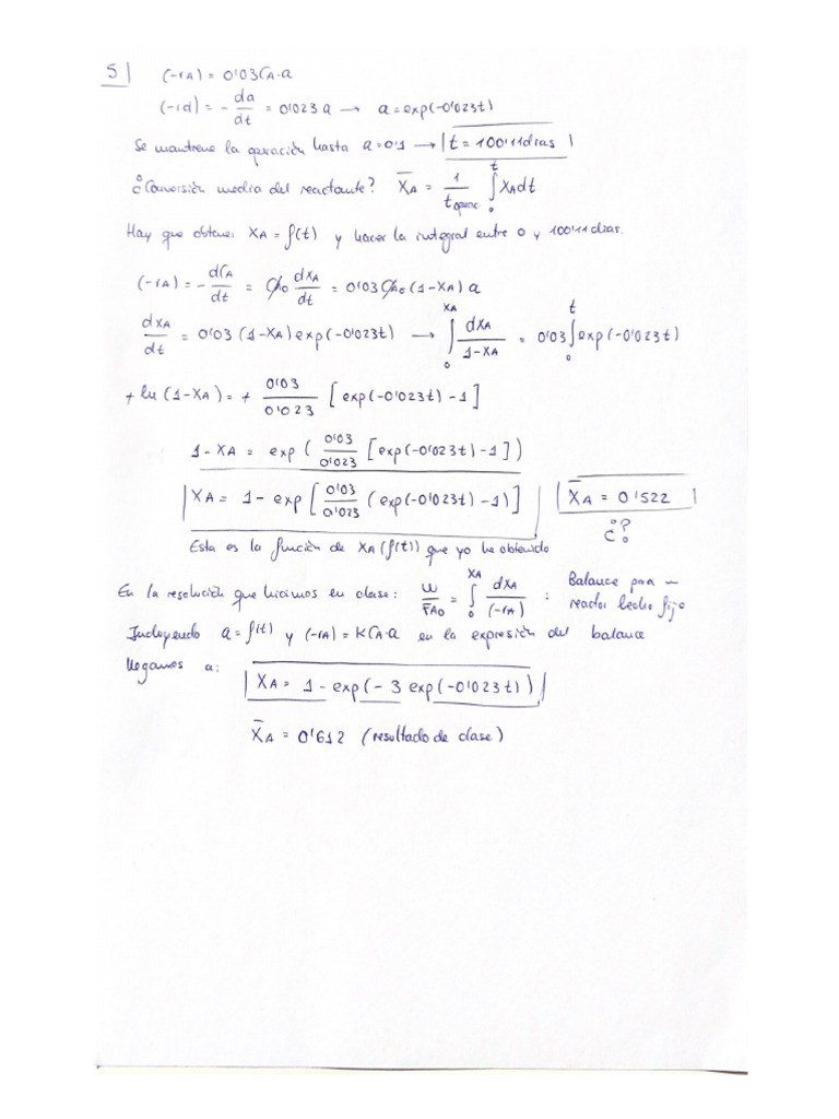 Ejercicio 5. Desactivación Catalizadores. | PDF