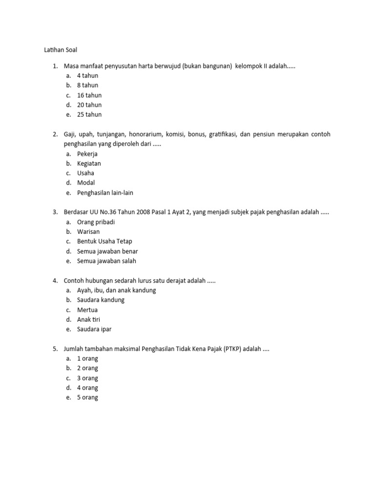 Latihan Soal Perpajakan | PDF