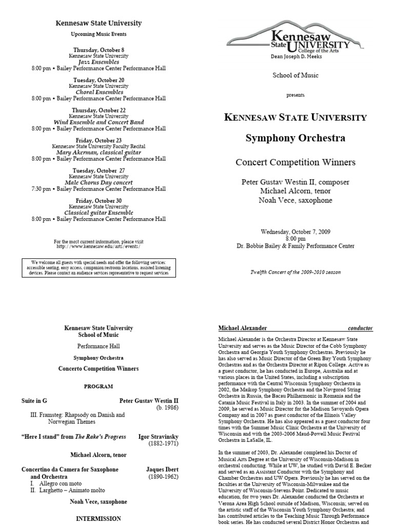 KSU Symphony Orchestra Concert Winners | PDF | Orchestras | Symphony