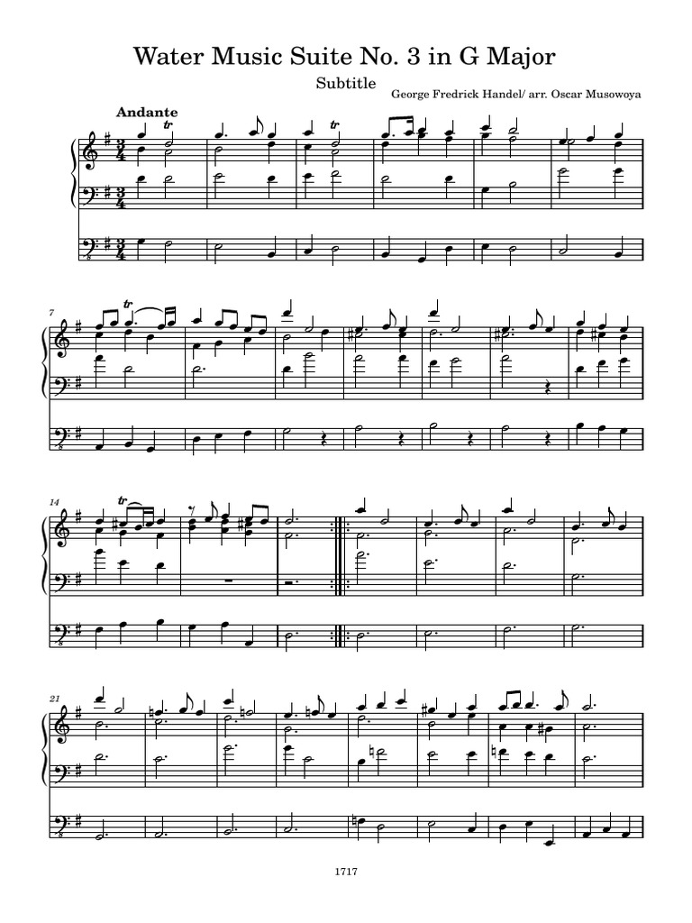Water Music Suite No.3 Organ Solo | PDF