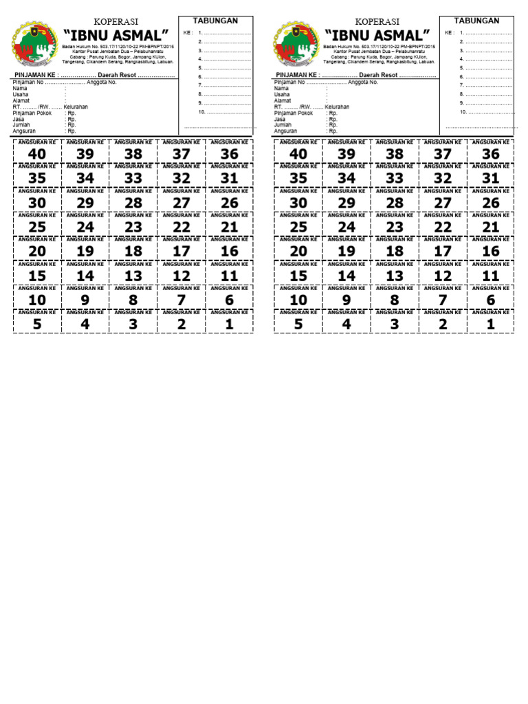 Permohonan Pinjaman Koperasi Ibnu Asmal | PDF | Griya & Taman