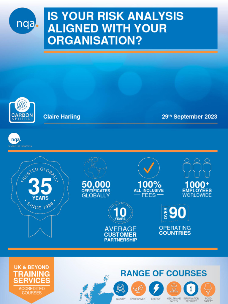 Is Your Risk Analysis Aligned With Your Organisation NQA Webinar | PDF | Risk | Risk Management