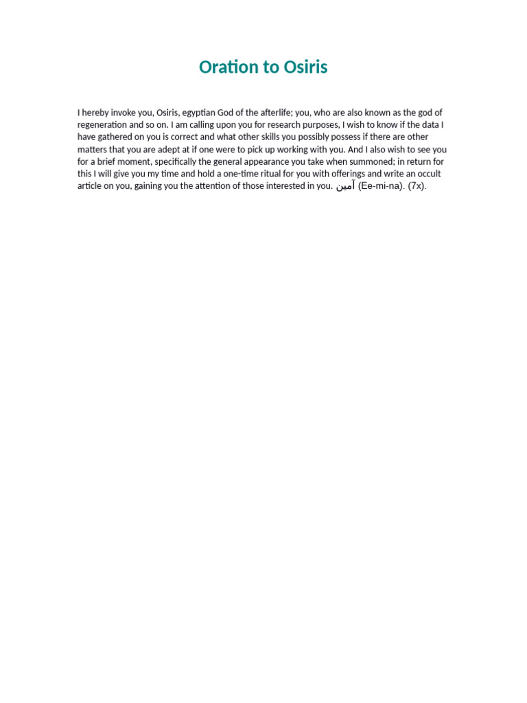 Oration To Osiris - Docx-Preview | PDF | Philosophy | Law