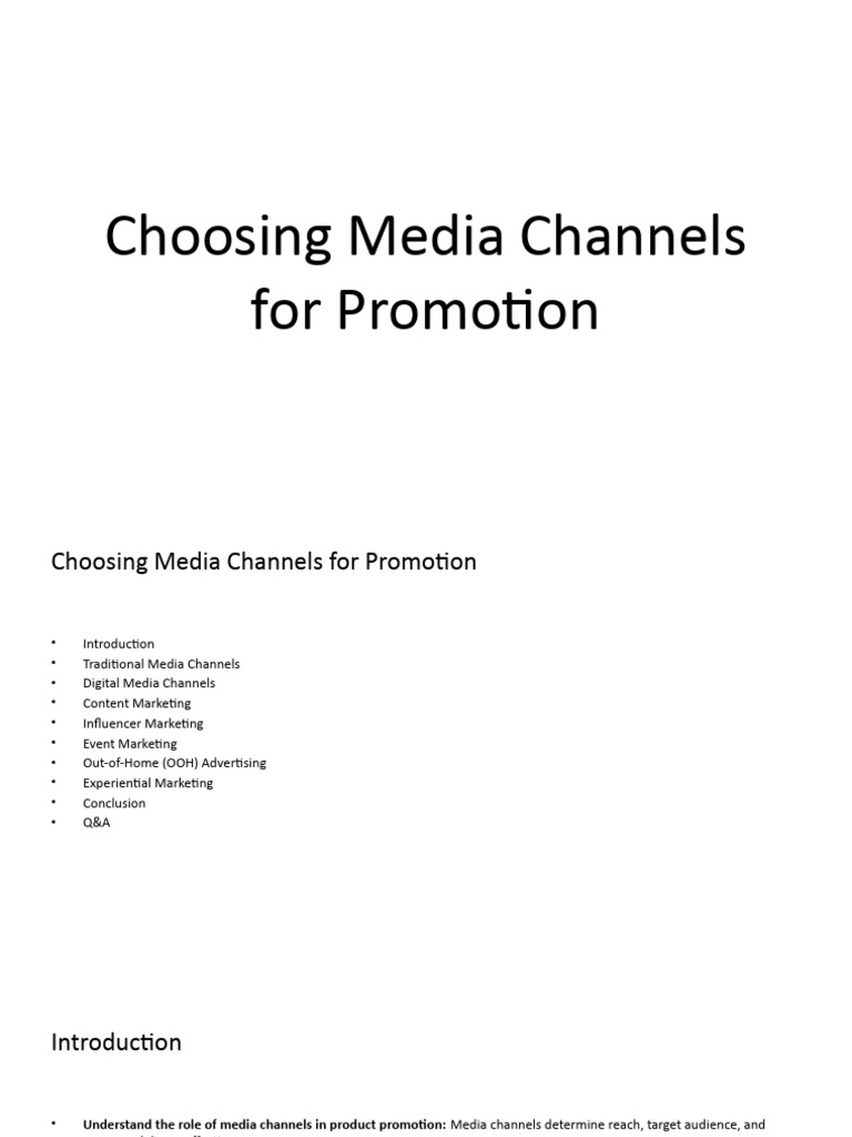 Choosing Media Channels For Promotion | PDF | Advertising | Brand
