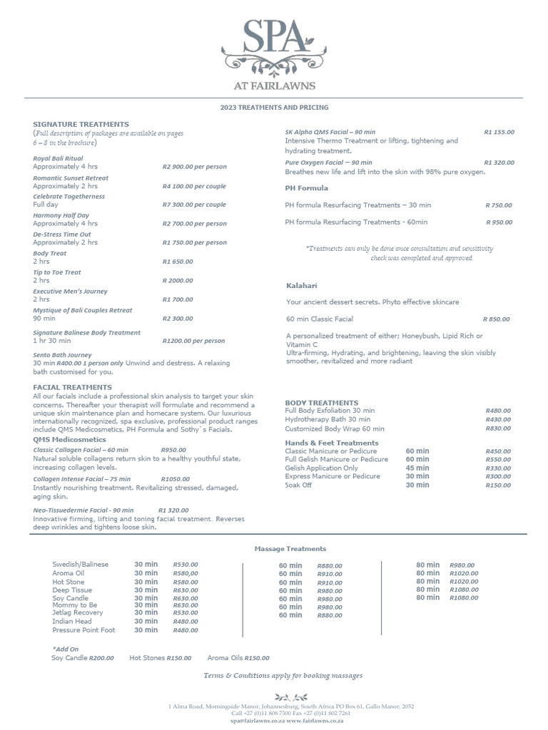 Spa-Treatment-Menu-2023 | PDF