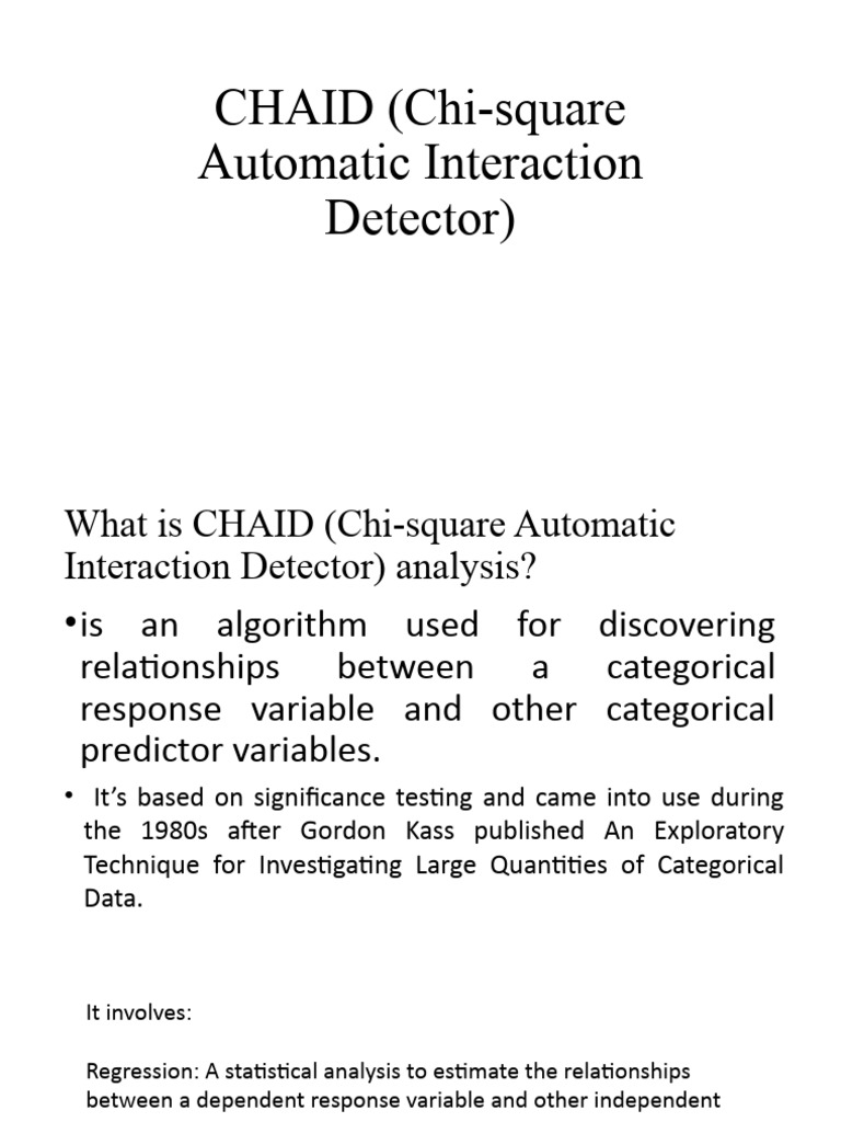 CHAP 6-CHAID (Chi-Square Automatic Interaction Detector) | PDF | Statistics | Marketing