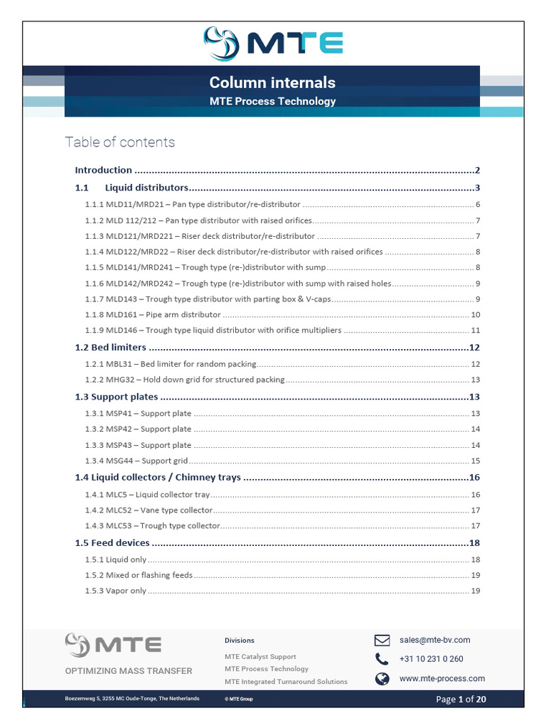 DS MTE Column Internals | PDF | Liquids | Gases