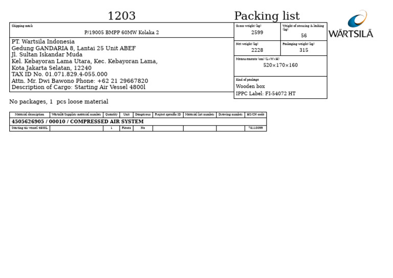 Final Packing List Case 1203 Rest Delivery 5 P19005 Kolaka 2 Pdf
