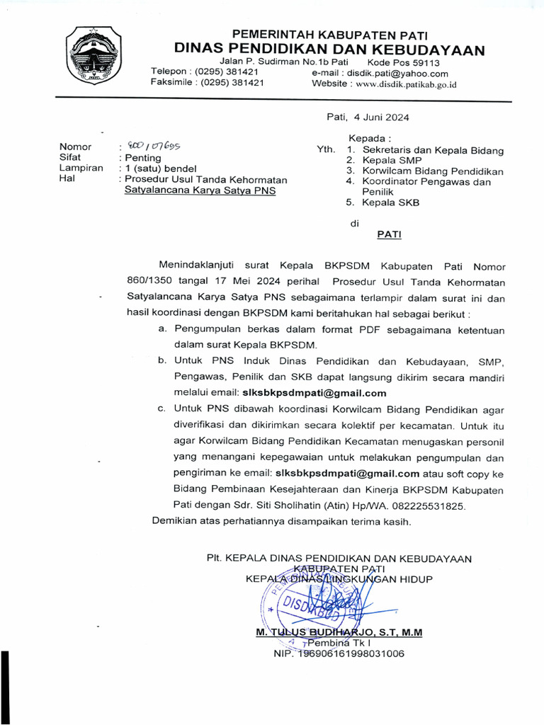 Prosedur Usul Tanda Kehormatan Satyalancana Karya Satya PNS | PDF Prosedur Usul Tanda Kehormatan Satyalancana Karya Satya PNS | PDF