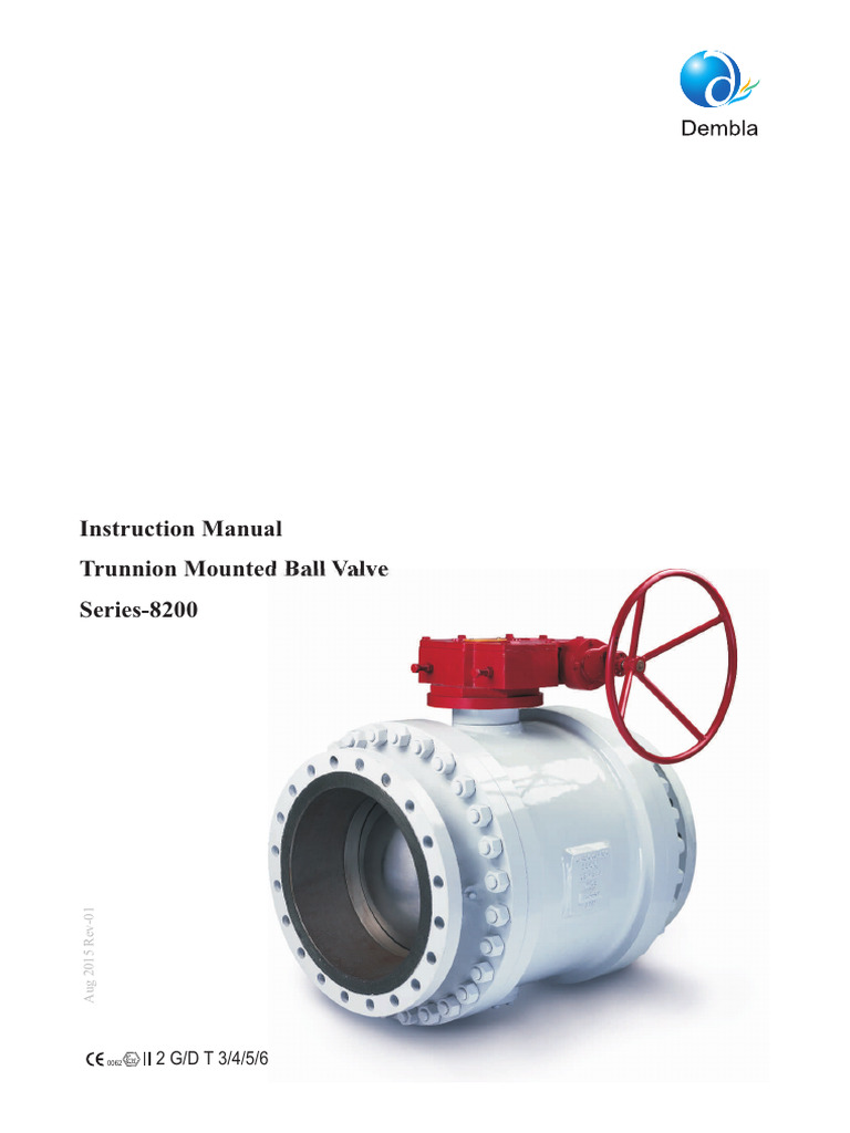 8200 Trunnion Ball Valve - SEALANT - 1 | PDF | Valve | Mechanical Engineering