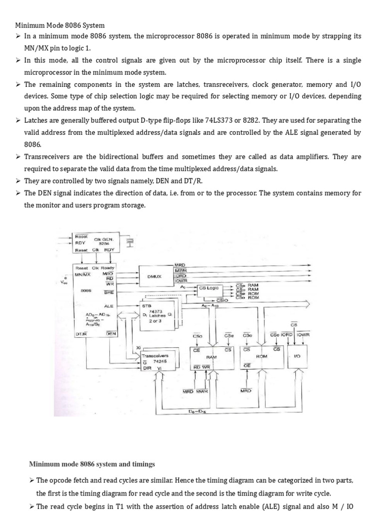 Minimum Mode And Maximum Mode Of 8086 Pdf Pdf Input Output Central Processing Unit