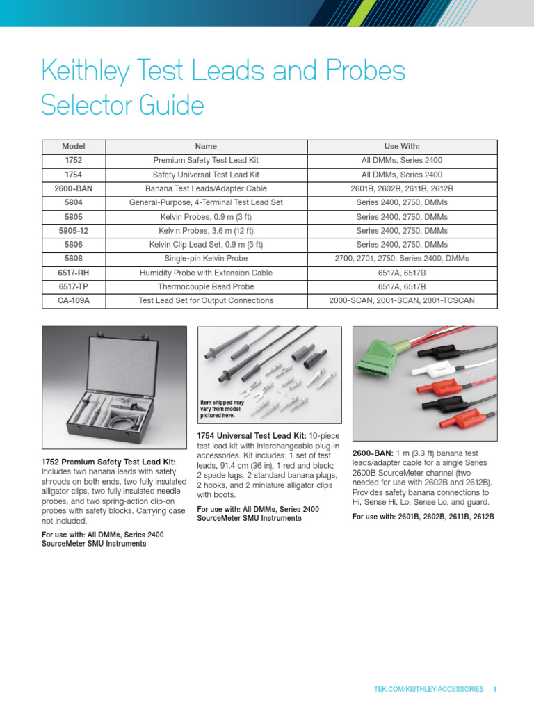 1KW-50660-1 Keithley Test Leads Probes Selector Guide 100622 | PDF ...