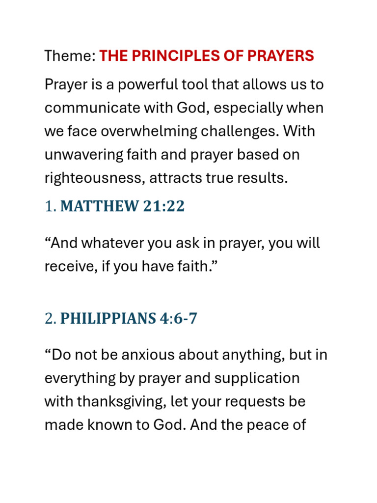 Seven Principles of Prayer Explained | PDF | Prayer | God The Father