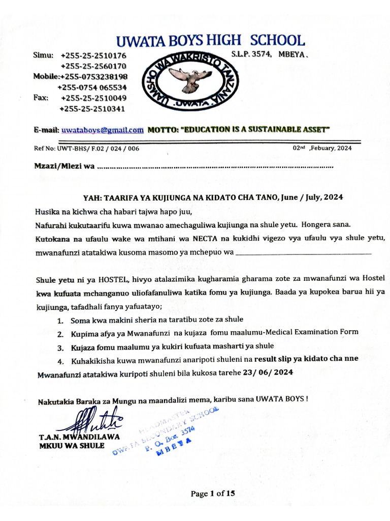 F5-2024 JOINING INSTRUCTIONS FORM | PDF
