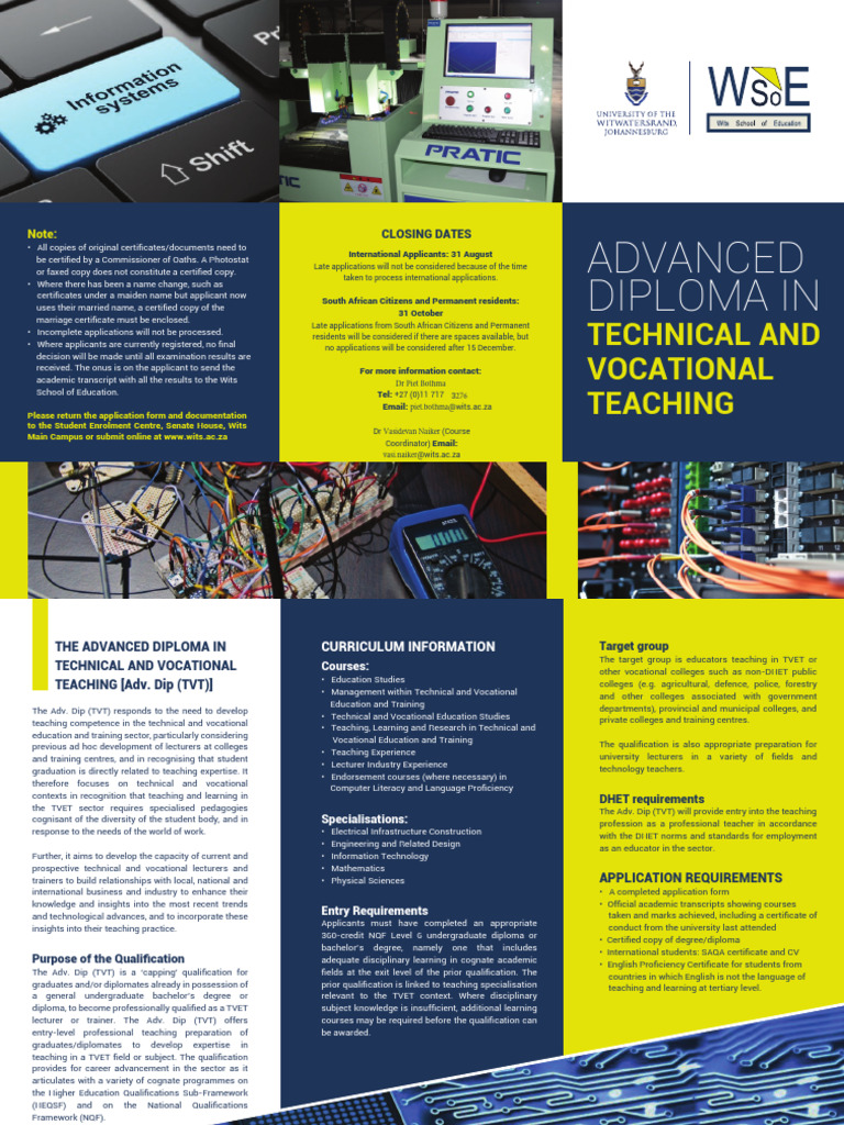 Brochure Pdip Tvet | PDF | Vocational Education | Teachers