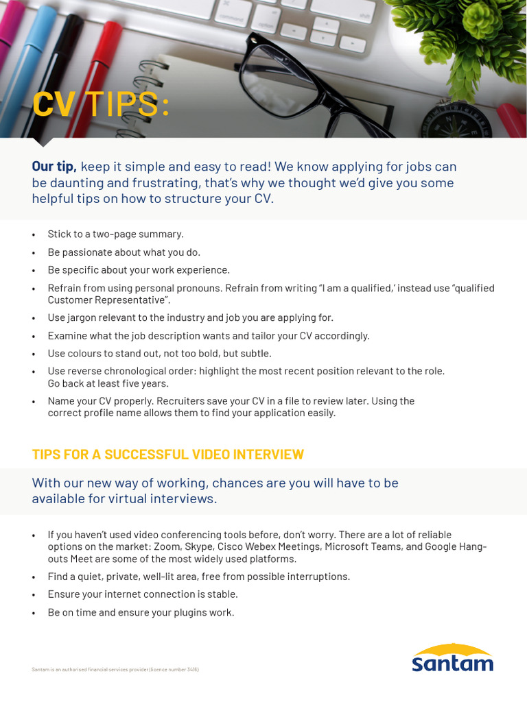 CV and Video Interview Tips Guide | PDF
