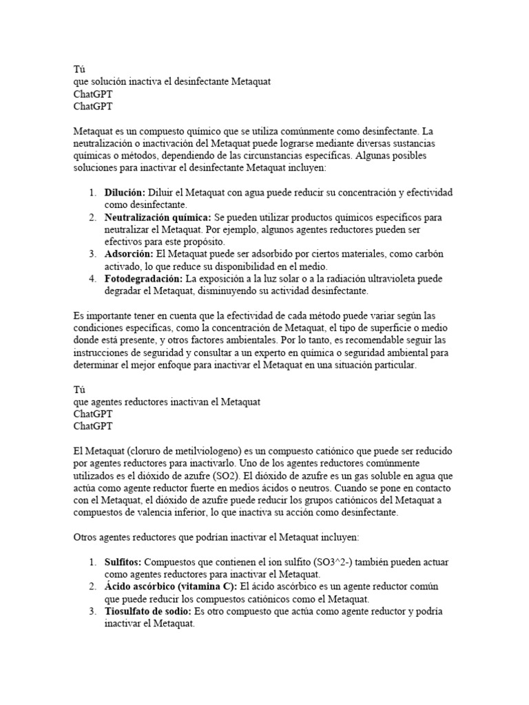 Metaquat | PDF | Dióxido de azufre | Redox