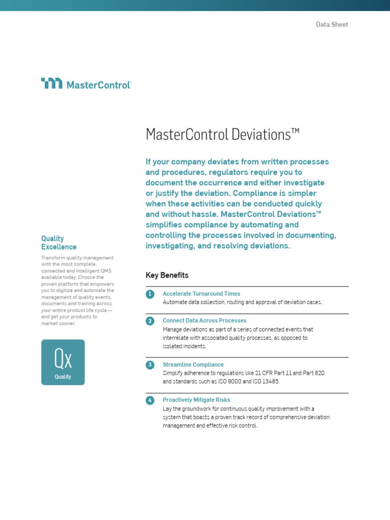 Mastercontrol Deviations | PDF | Quality Management System | Regulatory Compliance