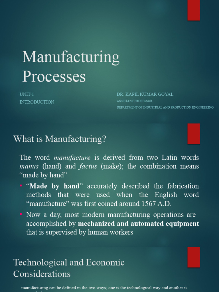 Manufacturing Processes Introduction | PDF | Machining | Stress (Mechanics)