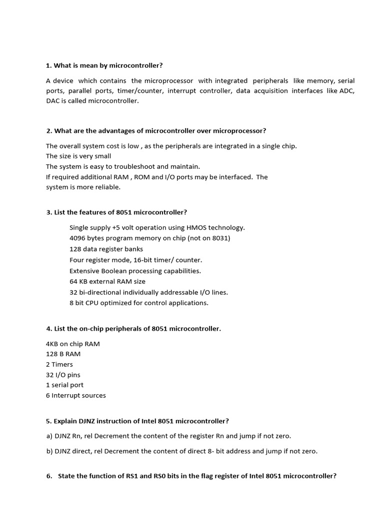 8051 Microcontroller Overview and FAQs | PDF | Microcontroller | Central Processing Unit