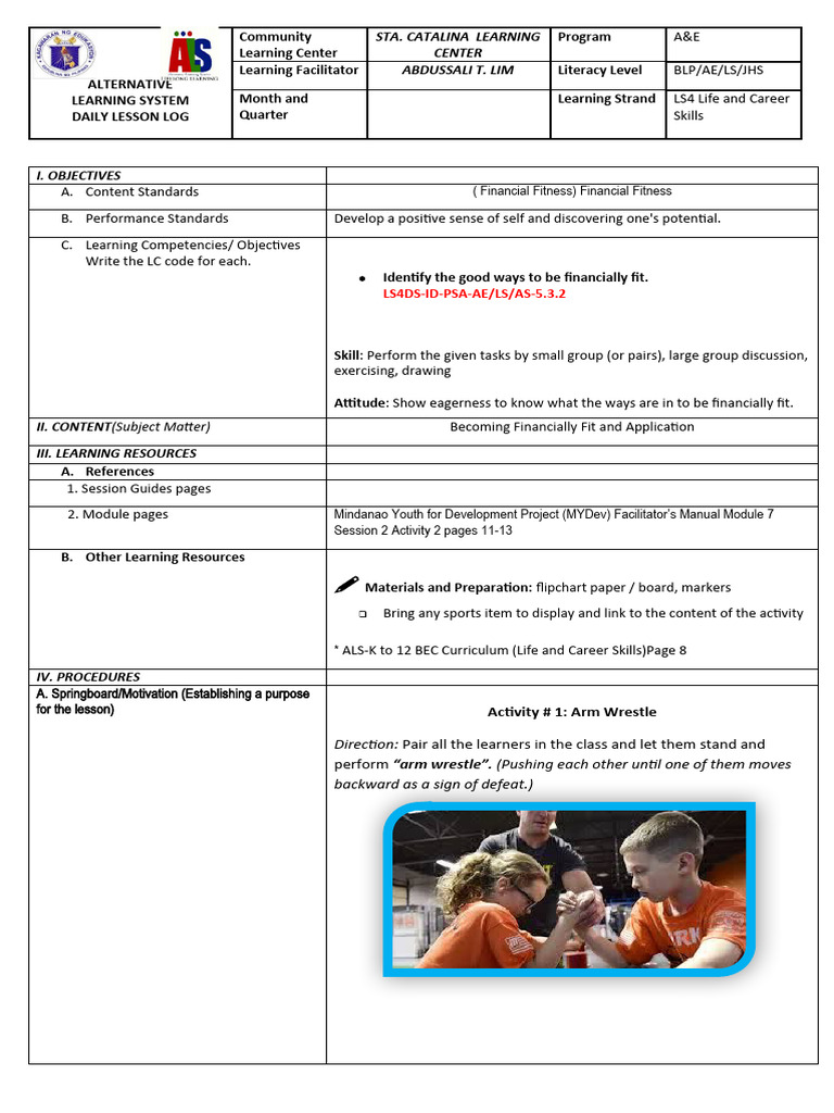 DLL MyDev Module7 Session2 Activity 2 | PDF | Learning | Physical Fitness