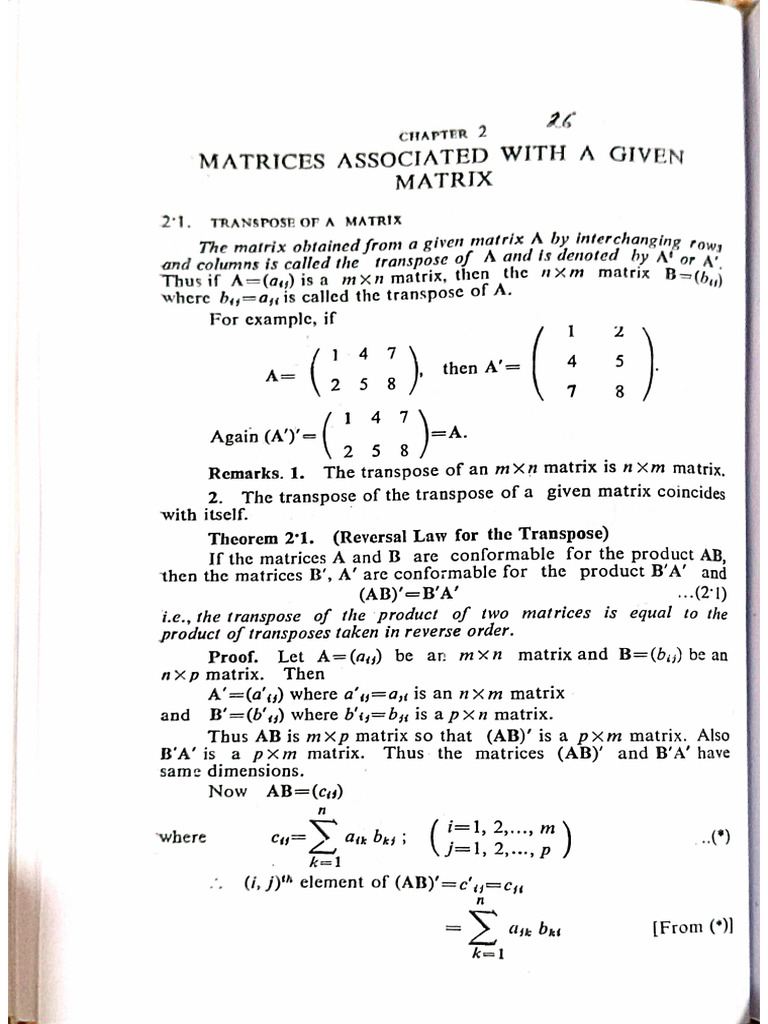 Matrices Associated With A Given Matrix | PDF