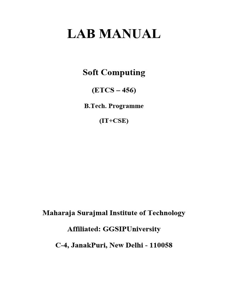 Soft Computing Labmanual | PDF | Artificial Neural Network | Fuzzy Logic Soft Computing Labmanual | PDF | Artificial Neural Network | Fuzzy Logic