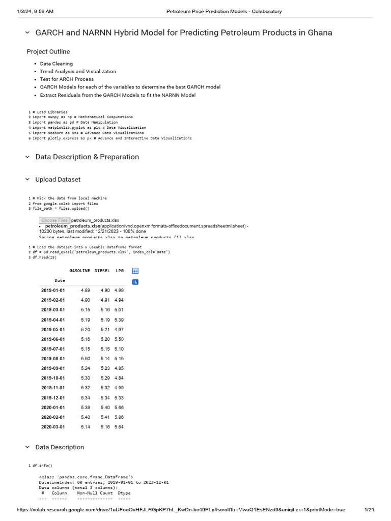 Petroleum Price Prediction Models - Colaboratory | PDF | Statistical ...