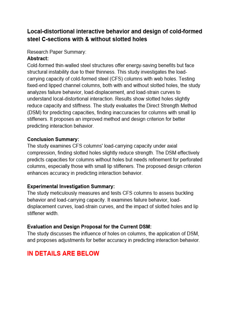 Local-Distortional Interactive Behavior and Design of Cold-Formed Steel ...
