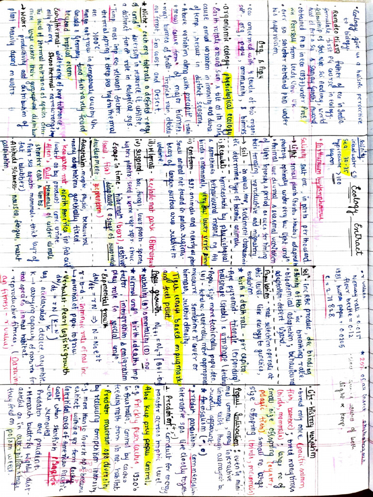 Ecology Ncert BIO Short Notes Deepak AIIMSonian | PDF