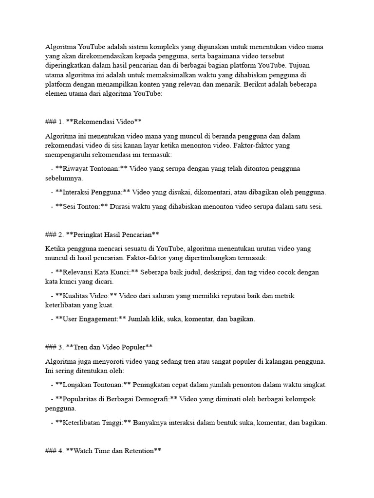 Pengertian Alogaritma Youtube | PDF