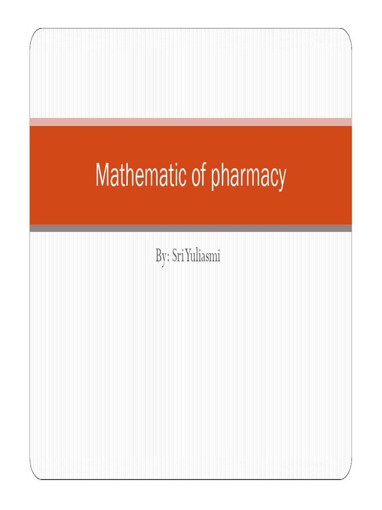 Math Pharmacy | PDF | Ratio | Dose (Biochemistry)