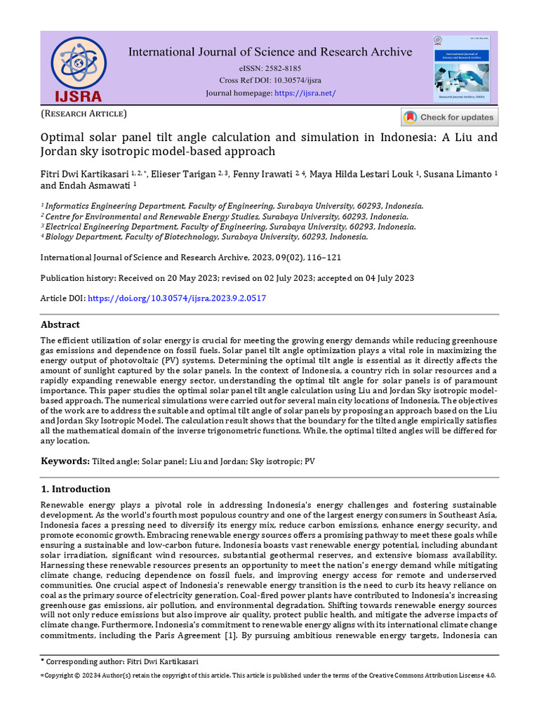 Optimal Solar Panel Tilt Angle Calculati2 | PDF | Photovoltaics ...