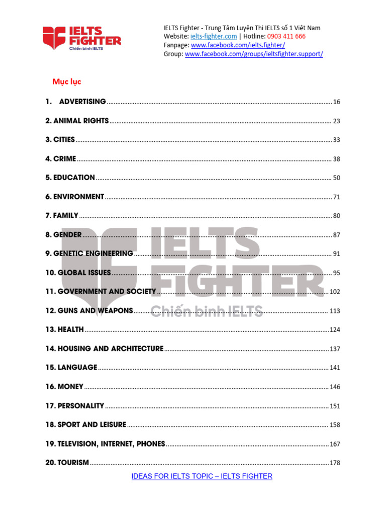 Ideas For Topics - Ielts Writng Task 2 - Ielts Fighter 2020 | PDF
