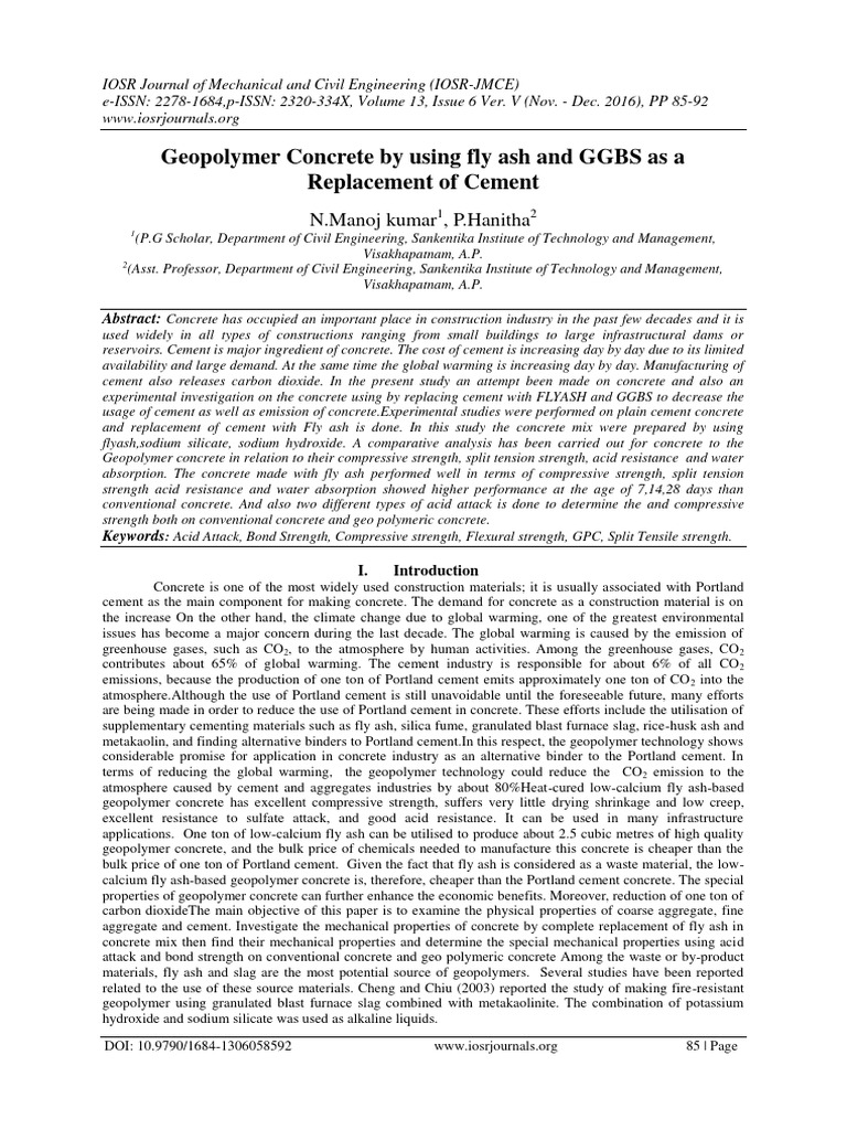 GPC Fa & GGBS | PDF | Concrete | Cement