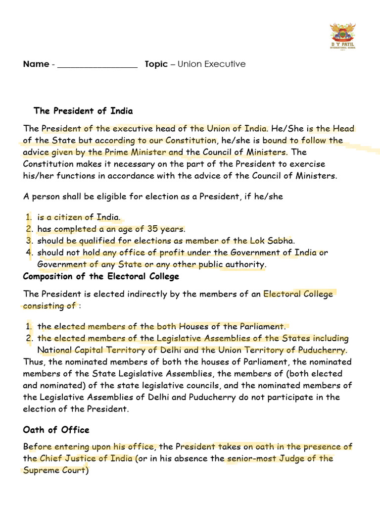 Union Executive | PDF | Government Of India | Government