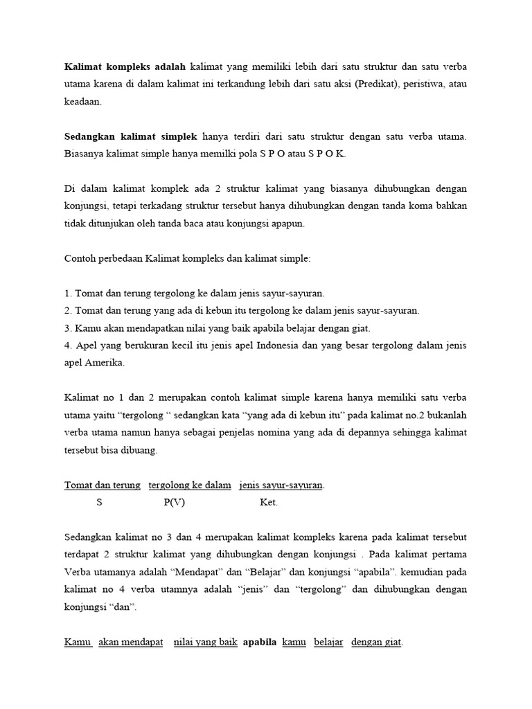 Kalimat Simpleks & Kompleks | PDF | Seni & Disiplin Bahasa
