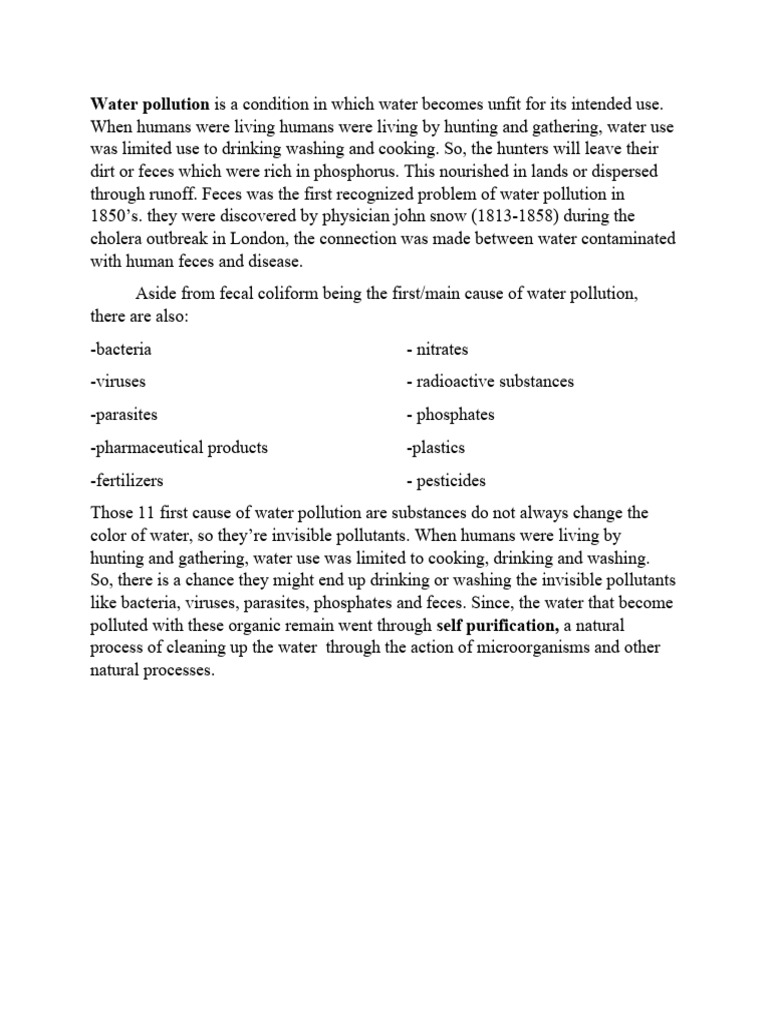 Water Pollution Is A Condition in Which Water Becomes Unfit For Its ...