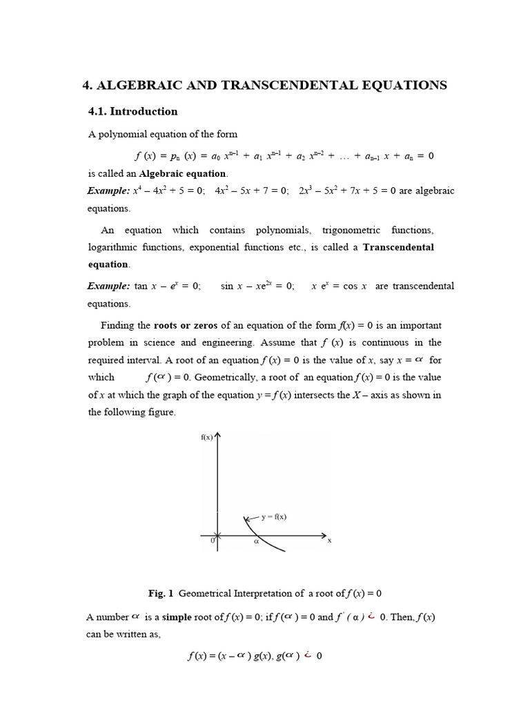 Algebraic and Transcendental Equations | PDF | Equations | Numerical Analysis