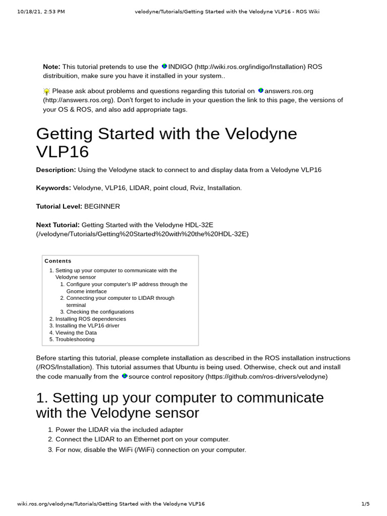 Velodyne - Tutorials - Getting Started With The Velodyne VLP16 - ROS ...