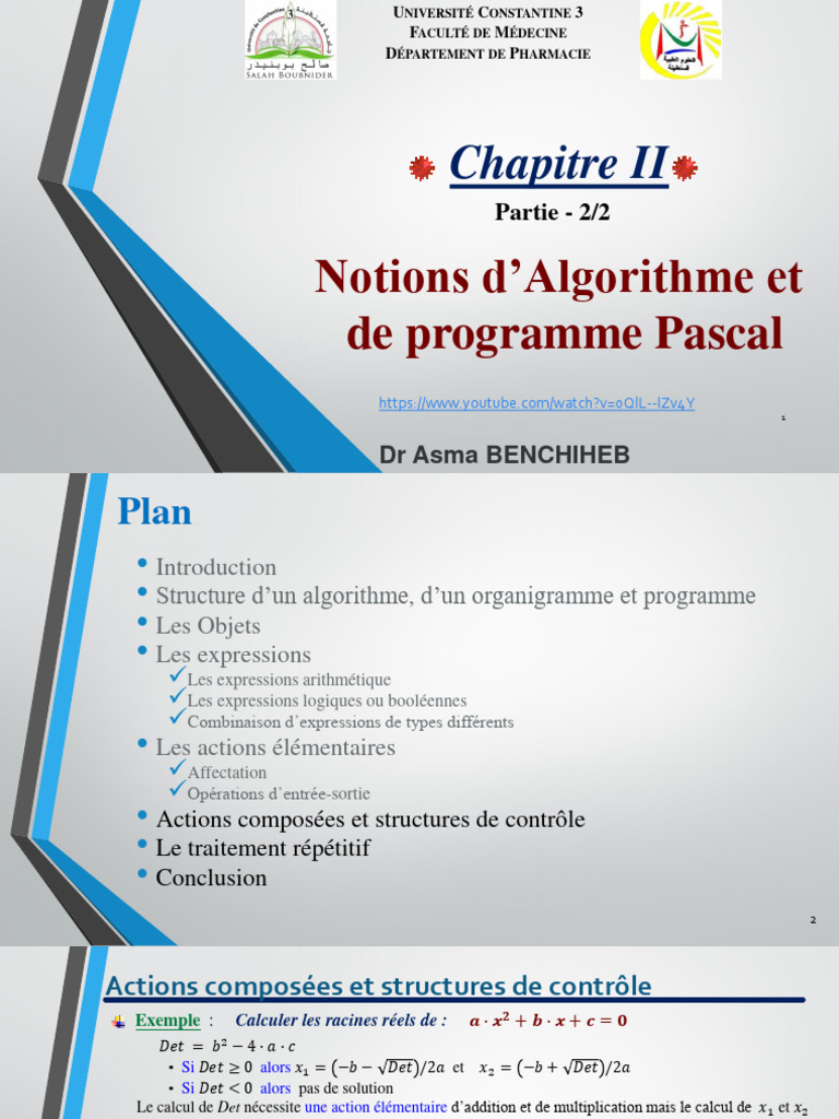 3 Chapitre 2 Notions D'algorithme Et Programme Pascal Partie 2 Avec Video | PDF | Structure de ...